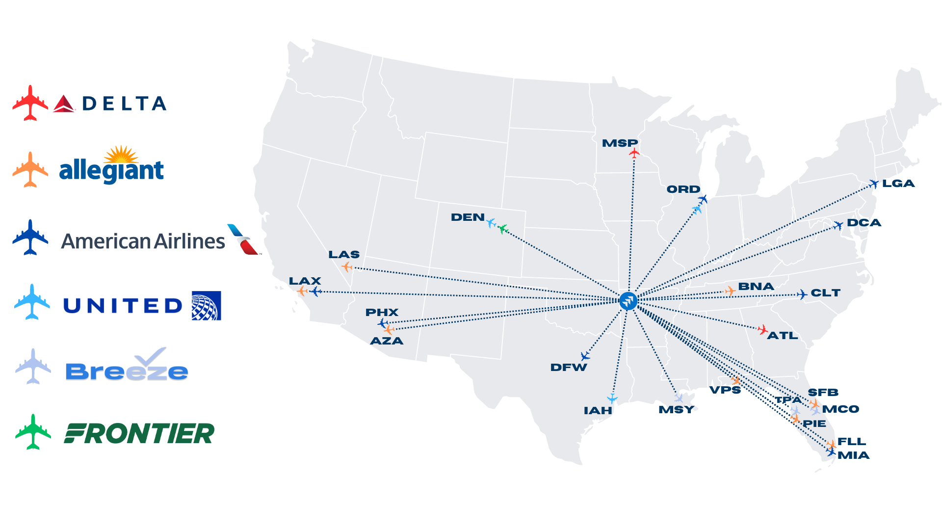 Destinations | Northwest Arkansas National Airport Destinations | Northwest Arkansas National Airport